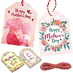 Mother's Day Gift Tags Happy Mother's Day Gift Wrapping Labels 60Pcs with 33ft Strings