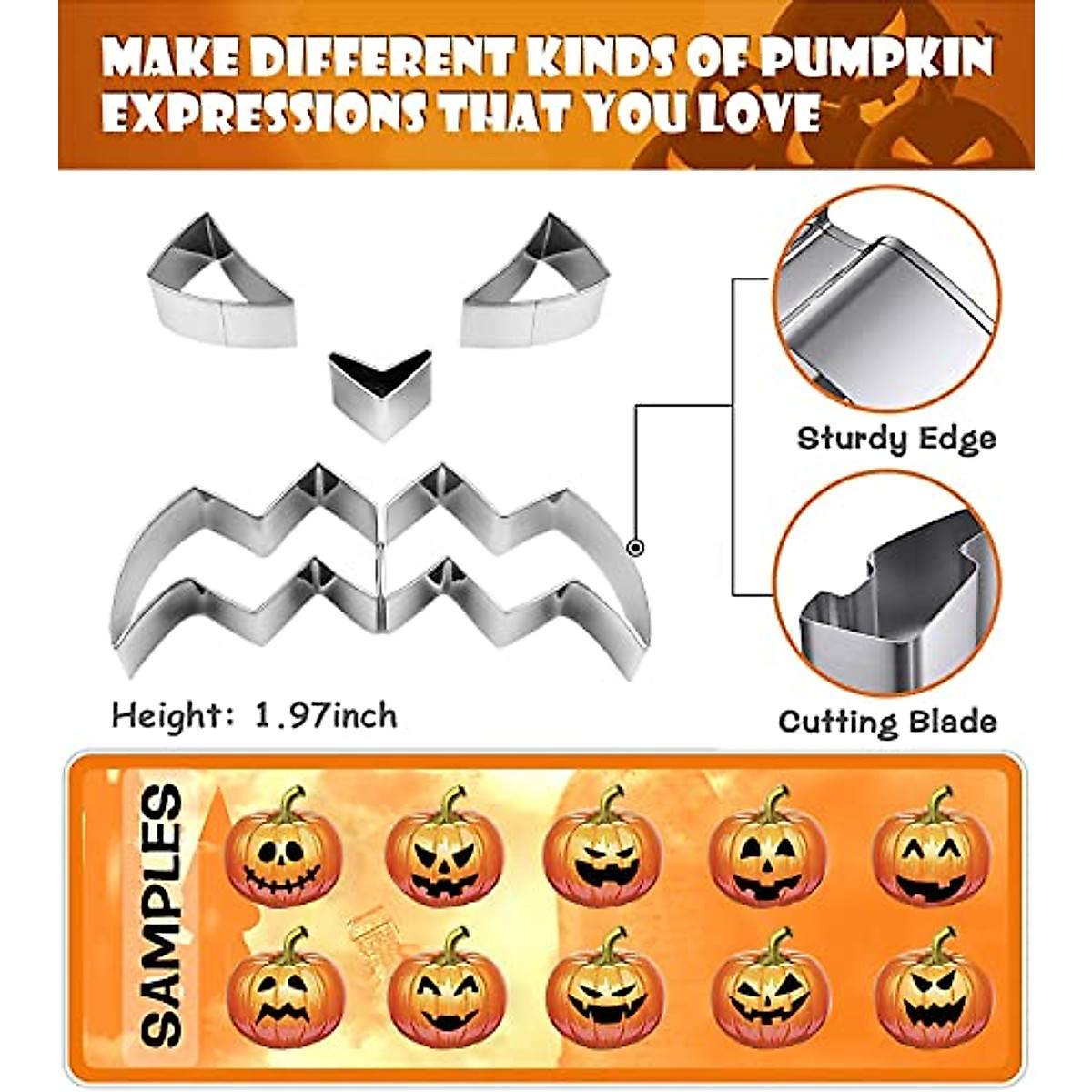 21 Pack Pumpkin Carving Kit, DIY Pumpkin Carving Tools with 6 Lights, Stainless Steel Pumpkin Stencils, Halloween Professional Pumpkin Carving Kit for Adult, Pumpkin Carving Set Gifts for kids