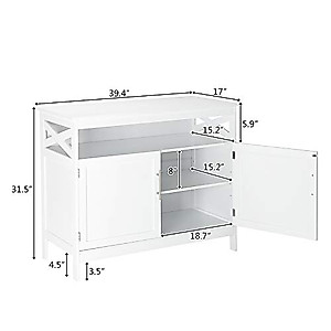 Ynredee Storage Cabinet with Double Doors,Bathroom Floor Storage Cabinet,Accent Cabinet,Wooden Buffet Sideboards,Freestanding Cupboard Cabinet Storage Organizer for Kitchen,Living Room,Bathroom (A)