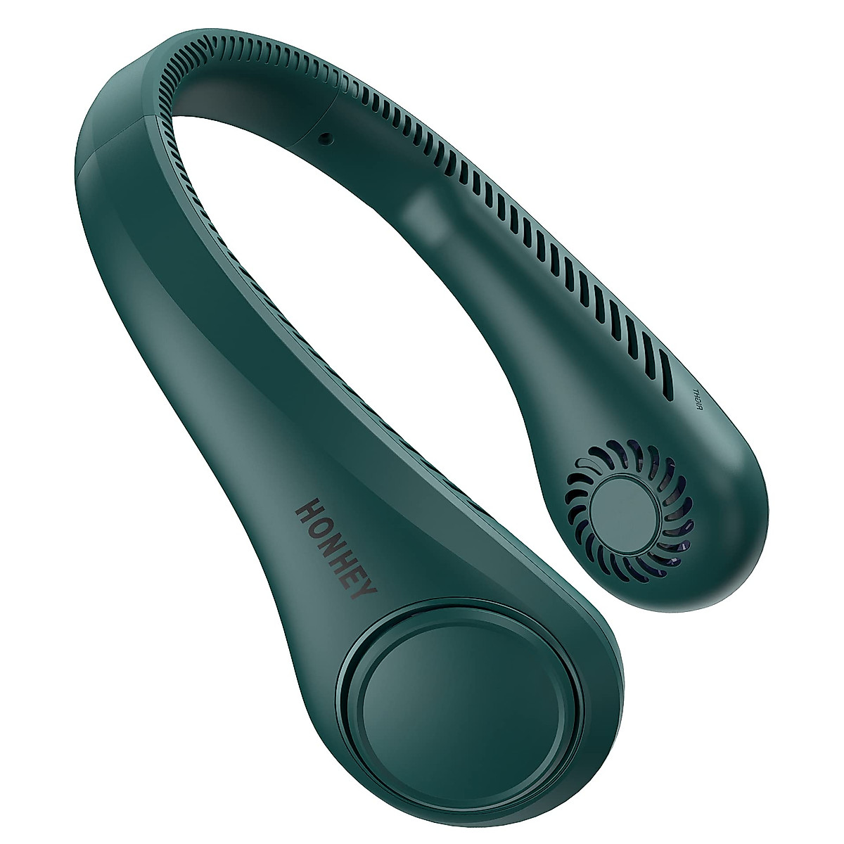HonHey Personal Neck Fan, Bladeless Portable Neck Fan with 5000mAh Rechargeable Battery Operated and 3 Adjustable Speed, Adjustable Hands Free Fan, 360°Wearable Fan for Working/Outdoor/Travelling (GREEN)