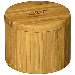 Estilo Premium Bamboo Salt and Pepper Bowls, Wooden Spice Containers with Magnetic Swivel Lids, Perfect for Salt, Spice, Sugar, Pepper Brown