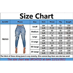FairBeauty Women's Skinny Stretch Jeans Frayed Raw Hem Slim Fit Jeans Ripped Denim Pants Blue-a