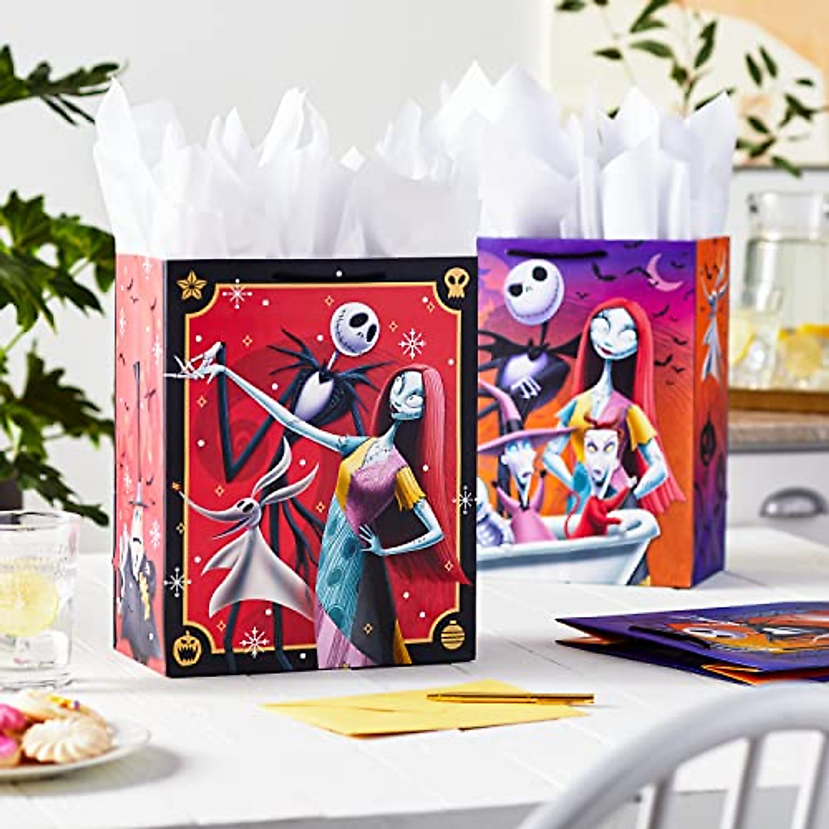 Hallmark Disney The Nightmare Before Christmas 13" Large Gift Bag Bundle (3 Bags: Jack Skellington, Zero, Sally, Lock, Shock and Barrel) for Halloween, Christmas, Birthdays