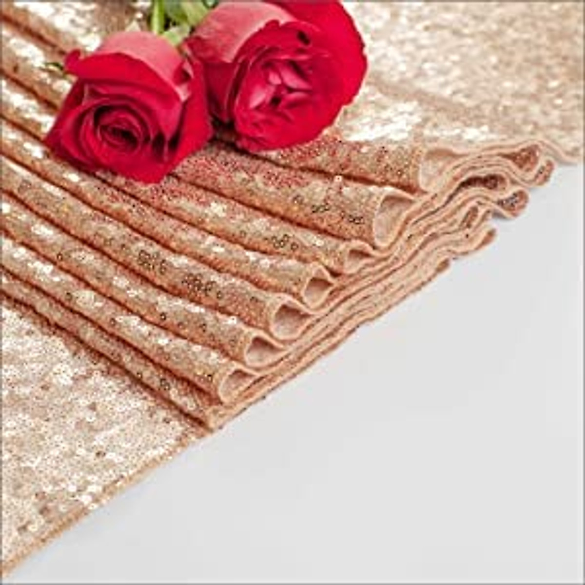 Rose Gold Glitter Sequin Table Runner 12x72 inch for Sparkling Your Party Home Table Docorations Happy Birthday Wedding Bridal Shower Baby Shower