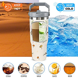 Unyopsa Frog Tumbler with Straw 30oz Insulated Mushroom Tumbler with Lid Cute Mugs Cup with Handle Frog Gifts for Women