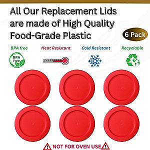 Klareware 1 Cup Red Round Plastic Food Storage Replacement Lids Covers for Klareware Anchor Hocking and Pyrex Glass Bowls 4 Pack Container not Included 6 Pack