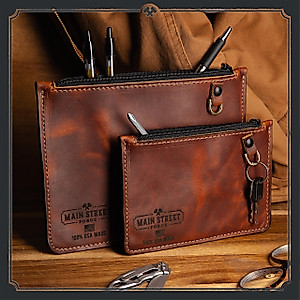 Made in USA Leather Utility Pouch | Premium Leather Pencil Case | Handmade Leather Pen Case - Durable Leather Pouch - Versatile Small Leather Bag for Office, Travel & Gifts for Men & Women