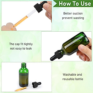 Epakh 100 Pack Glass Dropper Bottles, 2 oz Tincture Vials with Eye Droppers for Essential Oils, Liquids, Leakproof Travel Bottles (Green)