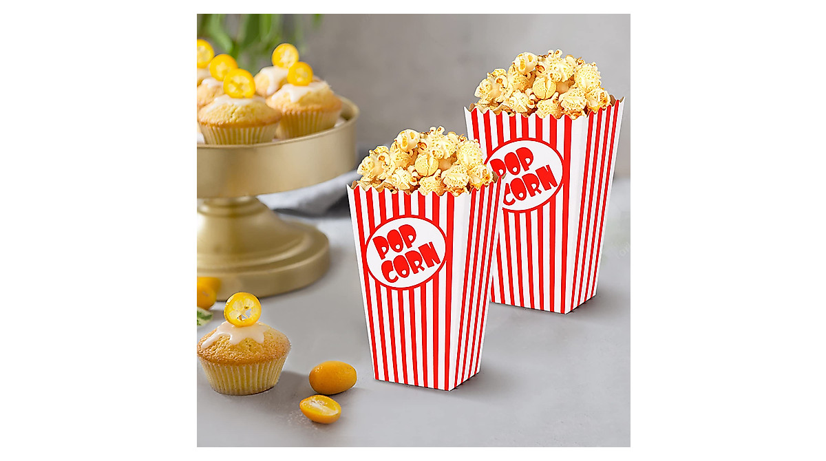 Mini Red and White Popcorn Buckets for Movies & Parties