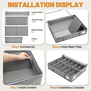 Dntorx 2 Pack Under Bed Shoe Storage Organizer with Adjustable Dividers Can be Assembled at Will Sturdy Underbed Shoe Storage Box Bins Clear Cover Up To 24 Pairs of Shoes