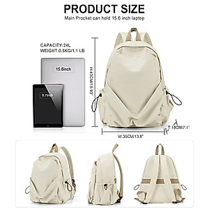 weradar Basic School Backpack For Women Men,Lightweight Casual Daypack College Backpack,Aesthetic Middle School Bag,Bookbag For Teen Girls Boys,Small Canvas Travel Backpack(Beige)