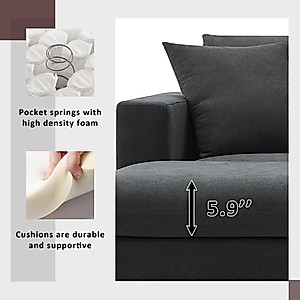 SCANORDIC 100.4" Convertible Couches for Living Room, L-Shape Modular Sectional Sofa with Reversible Chaise and 2 Pillows, Modern Sectional Couches for Living Room, Apartment, Office, Black