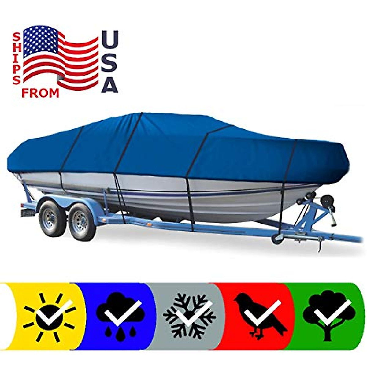 SBU Blue Boat Cover Compatible for Regal 1900 BR/1900 FASTRAC BOWRIDER W/SWPF 2010, Travel Storage Mooring