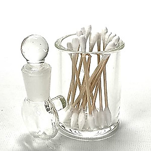 PAYKOC IMPORTS Clear Large 3" Heady Hand Blown Glass Cotton Swab Q-Tip Holder/Alcohol ISO Station