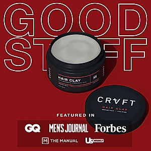 CRVFT Hair Clay 2oz | Medium Hold/Zero Shine Matte Finish | Add Volume & Texture | Ideal for Textured, Short & Medium Styles | Reworkable | [High Density] Clay Base, Stylist Approved [Unscented]