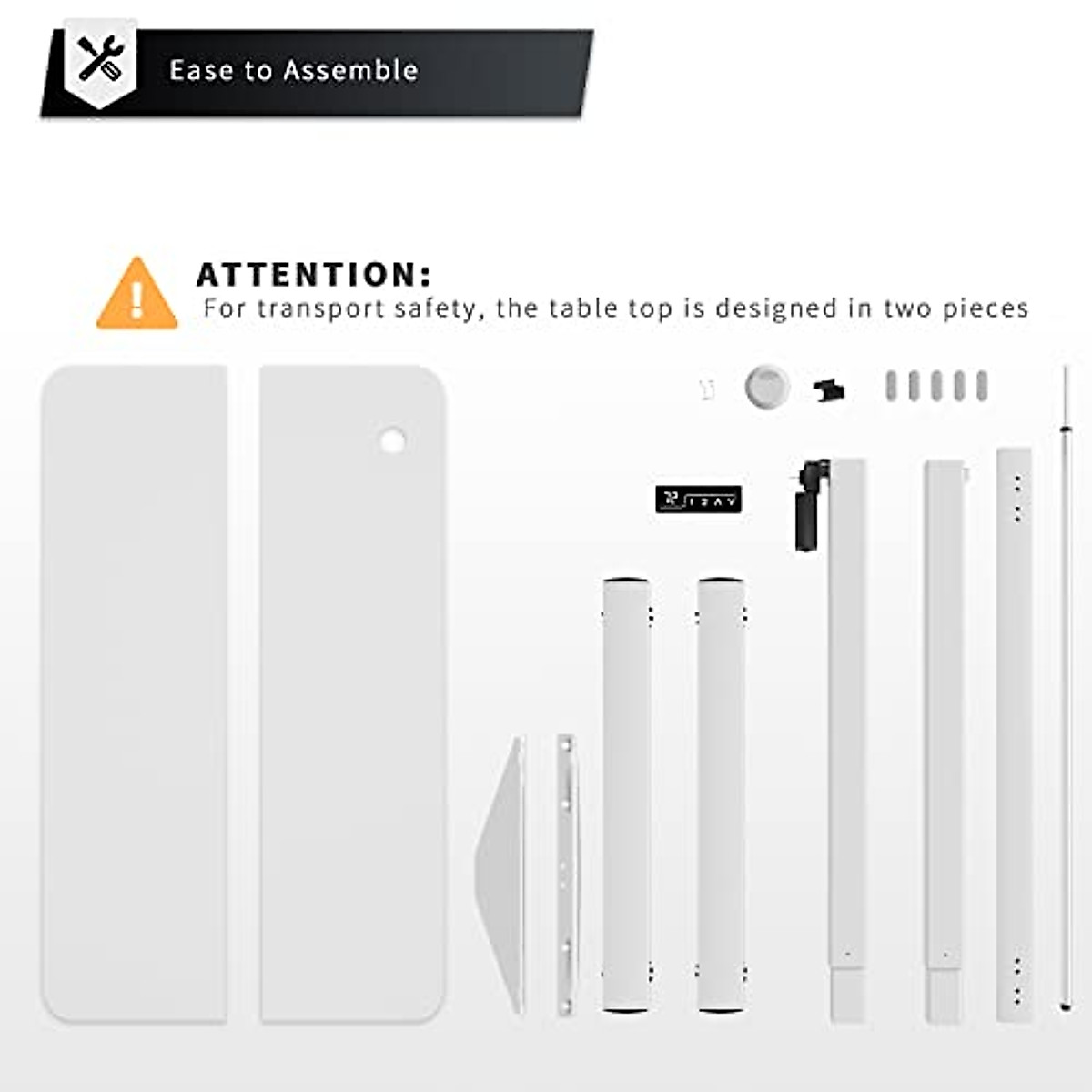 YESHOMY Height Adjustable Electric Standing Desk 40 inch Computer Table, Home Office Workstation, 40in, White Leg/White Top