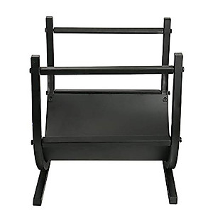 Finderomend Fireplace Log Holder Firewood Rack 17 Inch Heavy Duty Small Cast Iron Firewood Log Rack Bin for Patio Deck Fireplace Indoor/Outdoor with Scrolls for Log Wood Lumber Kindling Black