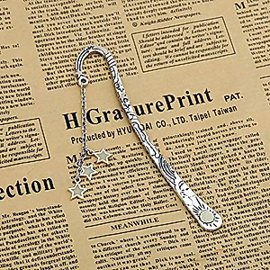 Gzrlyf Moon and Stars Bookmark Glow in The Dark Bookmark Luminous Book Markers Metal Book Lover Gifts (Luminous Bookmark)