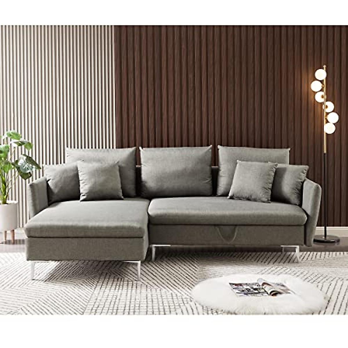 PEIHONGET Sleeper Sectional Sofa Couch, Modern L Shaped Sofa Bed with Pull-Out Sleeper Couches for Living Room Chasie Lounge Fabric Upholstered for Small Spaces, Apartment(Beige)