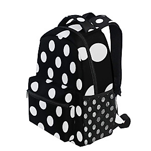 ALAZA Black White Polka Dot Backpack Daypack College School Travel Shoulder Bag