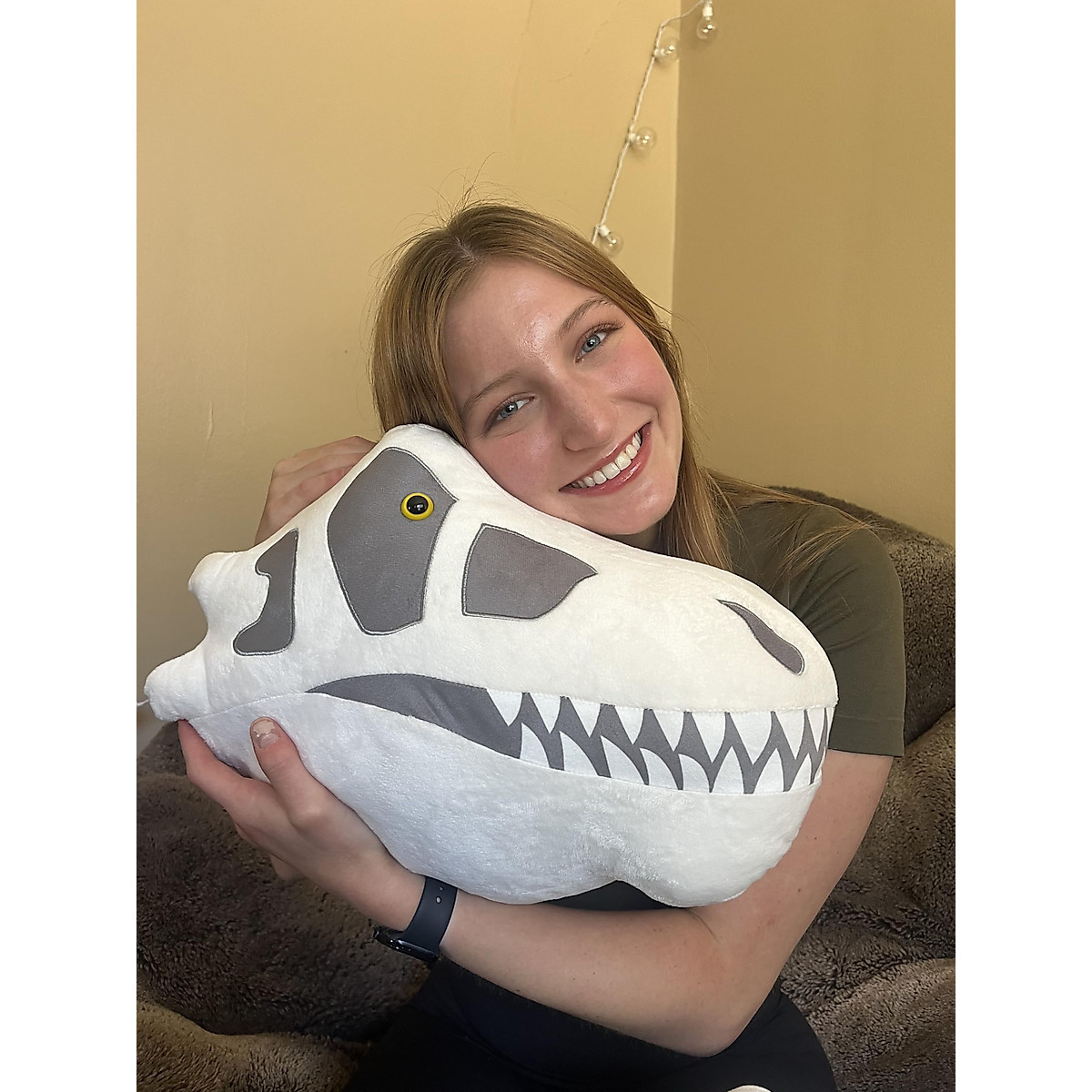 GIANT MICROBES Fuzzy Fossils Gigantic 15" T rex Stuffed Animal, T rex Plush, Dinosaur Stuffed Animal, Tyrannosaurus Rex Toy, Dinosaur Skull Decor, Dinosaur Pillow, Paleontologist Gifts