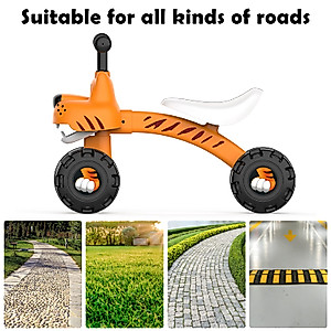 Baby Balance Bike for 1 Year Old Boys Girls, Riding Toys for Toddlers, No Pedal Bicycle, 12-36 Months Kids First Bike, Best Gift for Birthday, Christmas, Halloween (Tiger)