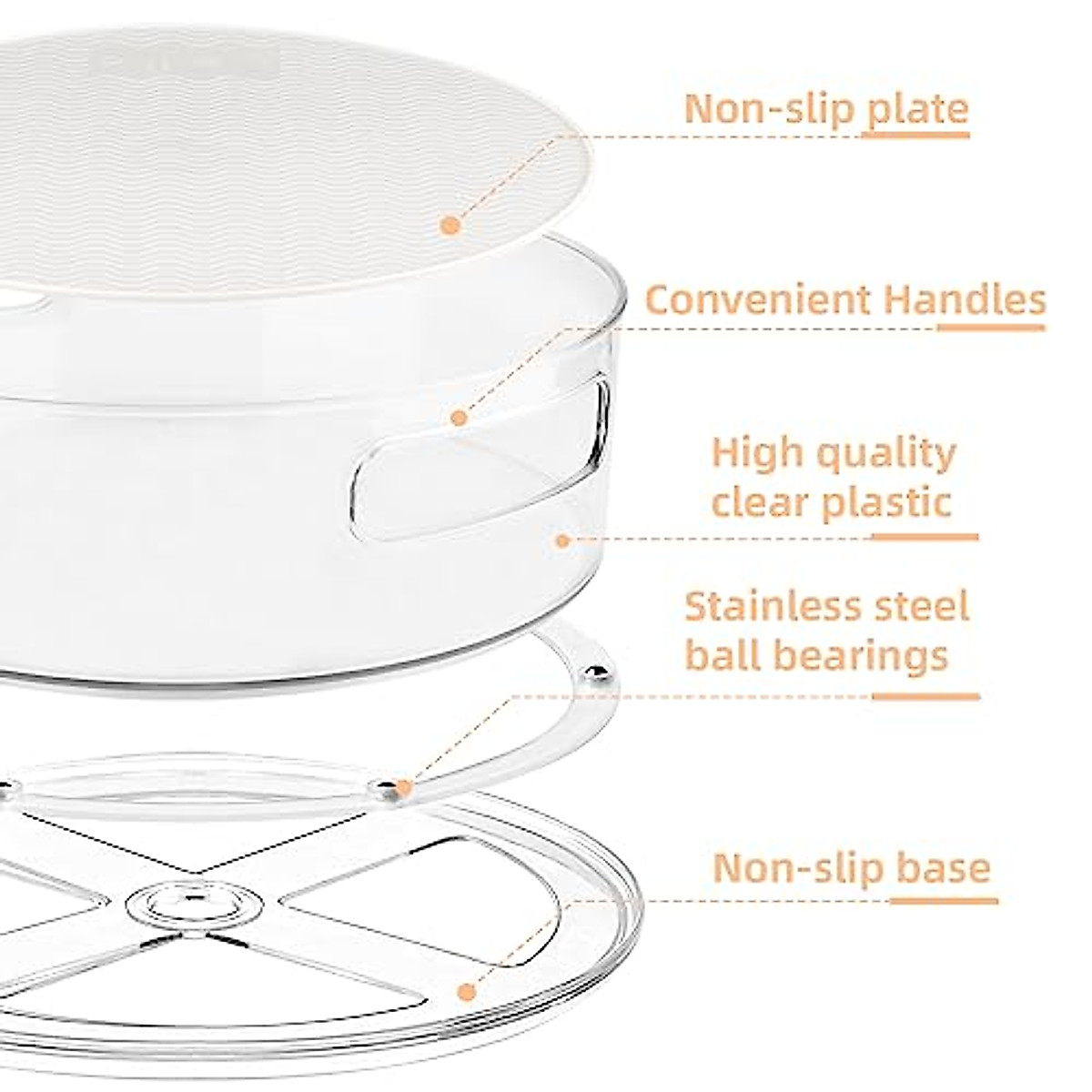 Lazy Susan Organizer,Turntable Plastic Spinner for Condiments & Kitchen Pantry Fridge,Spice Spinner,Bathroom Cabinets