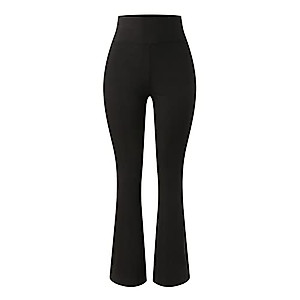 LAWOR Women's Bootcut Yoga Pants High Waist Stretch Flare Leg Leggings Tummy Control Bootleg Workout Pants Active Pants Going Out Black