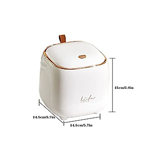 Yuzita Plastic Trash can Creative Mini Desktop Trash can, with lid Small Home Office Cleaning Trash Button Desktop Storage bin, with 50 Trash Bags