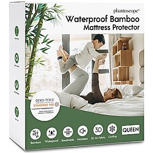 Phantoscope 100% Waterproof Mattress Protector, Queen, Mattress Cover 3D Air Soft Fabric, Mattress Pad Cover with 18'' Deep Pocket, Noiseless Washable, Queen Size