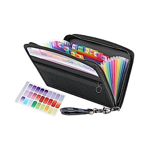 REEMTOO Receipt Coupon Organizer, 12 Pockets Small Accordion File Organizer, 11x 6.6 Inches, Small File Folder for Receipt Cards, Bill Business, Coupons, Zipper Closure.