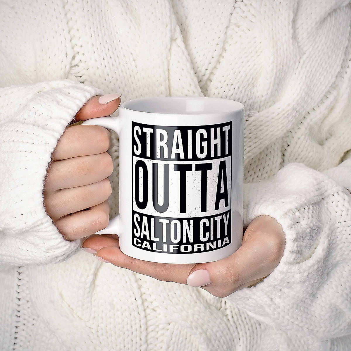 Westwood Tees Straight Outta Salton City California (CA) Souvenir Coffee Mug. Funny, I Love City Gift For Men Women Birthday Mothers Day Fathers Day Christmas. 11 Ounces.
