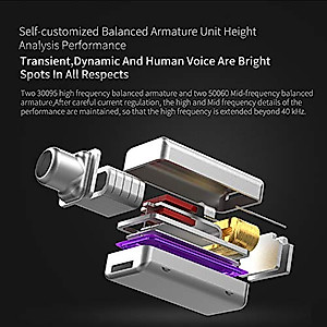 KZ ZS10 Pro Earbuds Headphone, KZ in Ear Monitor IEM HiFi Earphone with 5 Driver 4BA 1DD with Detachable 0.75mm 2 Pin Cable for Singer Musician Drummer (Purple No Mic)…