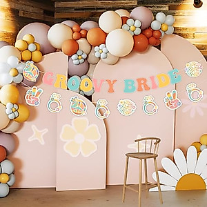 Sursurprise Groovy Bachelorette Party Decorations, Groovy Bride Banner, Retro Boho Hippie Banner for Groovy Bridal Shower Engagement Wedding Party Supplies
