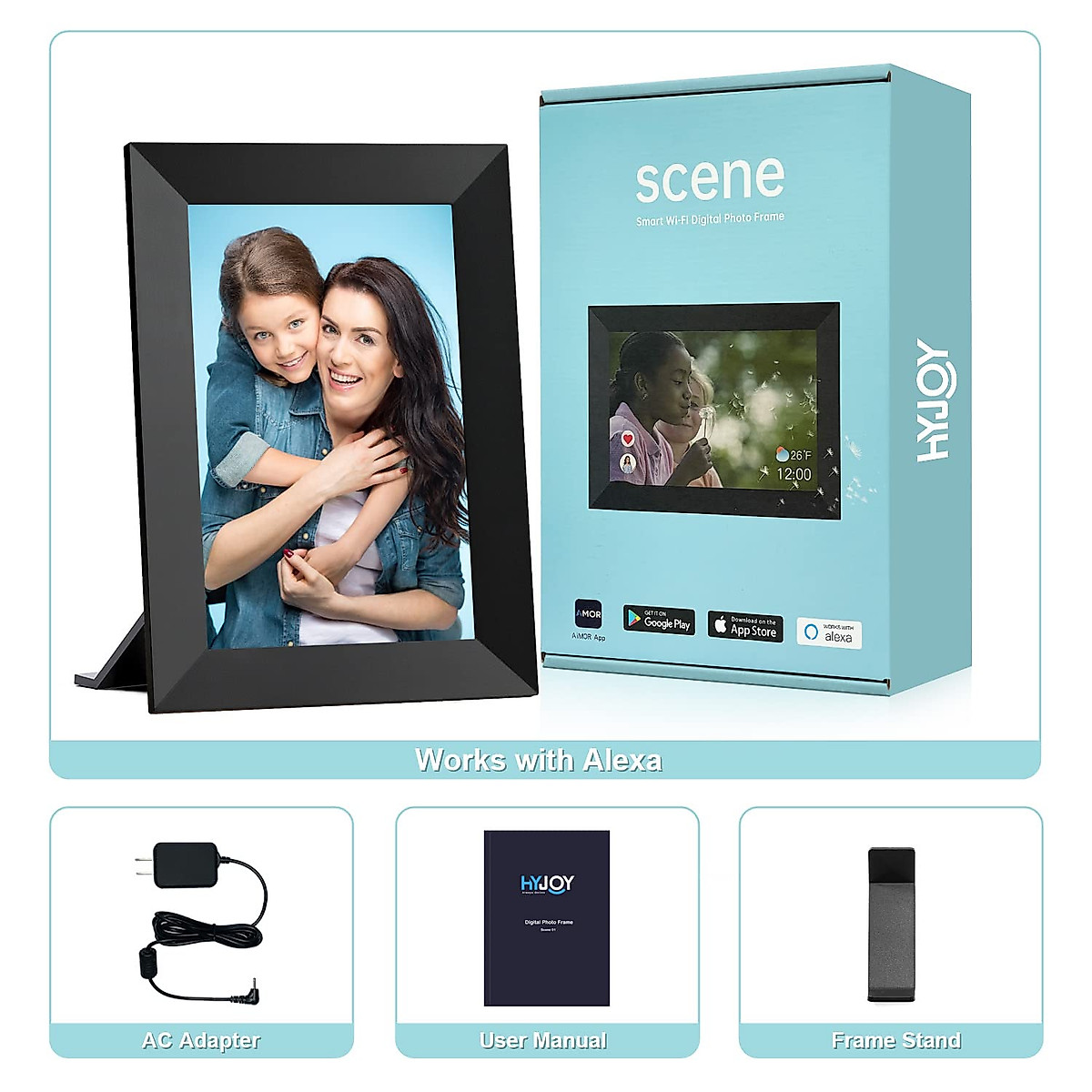 Digital Photo Frame Hyjoy WiFi Digital Picture Frame 8 Inch with IPS HD Touch Screen, Auto-Rotate Function, Easy Setup to Share Photos or Videos from Anywhere via AiMOR App