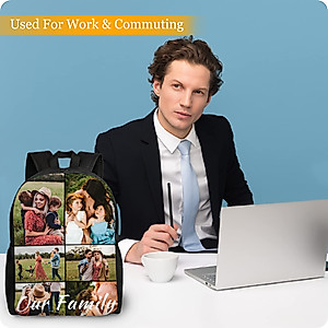 Boneker Custom Backpack Personalized Backpack with 1-9 Photo Customize Your Image Text Name Logo Waterproof Laptop Bag (6 Photos)