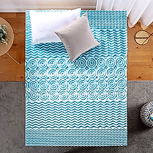 ZINUS 1 Inch Green Tea Cooling Gel Memory Foam Zoned Support Mattress Topper, Twin, Blue