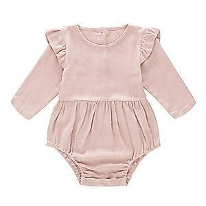 Simplee kids Baby Girls Linen Handmade Jumpsuit Summer Long Sleeve Jumpsuit Newborn Baby