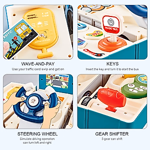 CUTE STONE Bus Car Toy, Kids Play Vehicle with Sound and Light, Simulation Steering Wheel, Musical School Bus Toy for Toddler, Educational Bus Driving Toy Gift for Toddlers Boys & Girls