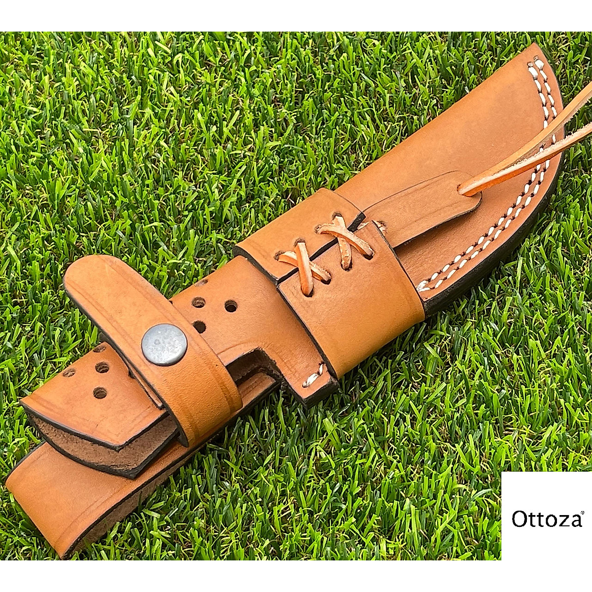 Ottoza Handmade Leather Knife Sheath SIDE DRAW Knife Sheath - Bushcraft Knife Sheath - Hunting Knife Sheath - Survival Knife Sheath - Vertical Knife Sheath Brown TOP GRAIN LEATHER No:334