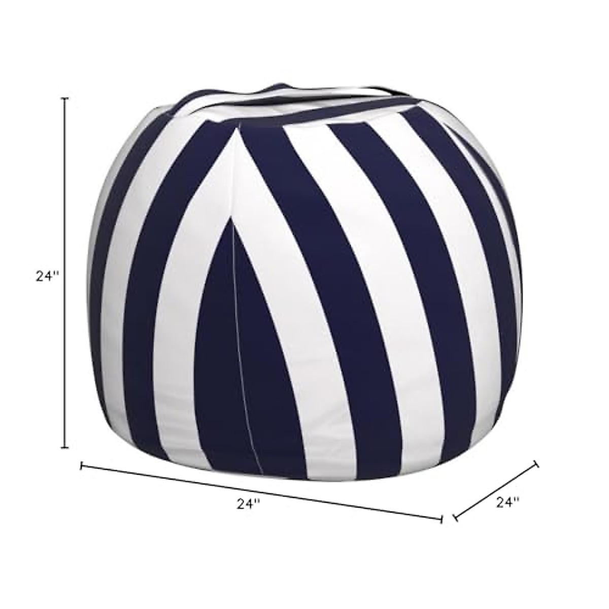 Miaowater 2 PCS Stuffed Animal Storage Bean Bag Chair Cover, Cotton Canvas Beanbag with Zipper for Organizing Kid's and Adults Room Vertical Stripe Blue 24"