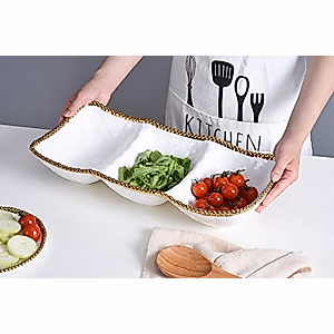 Pampa Bay Porcelain with Titanium Finish 3-Section Serving Tray Platter (Gold)