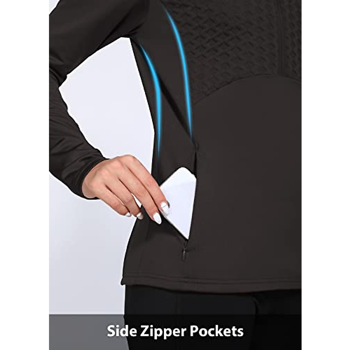 baleaf Women's Horse Riding Shirts Long Sleeve Half Zip Pullover Fleece Jacket Winter Cold Weather Running Gear Black M