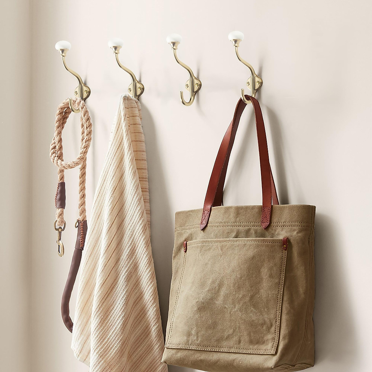 TUNNY Coat Hooks - 5 Pack Champagne Bronze Towel Hooks Robe Hooks Decorative Wall Hooks for Bathroom Bedroom Kitchen Towel Robe Clothes Cabinet Closet Bathroom Hardware