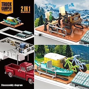 FliCineCrt Car Building Block, 2-in-1 Camper Van Building and Farm Pickup Truck Building Set Toy forAdult and Teens, Retro Rvs Building Block Kit Set, 2188pcs