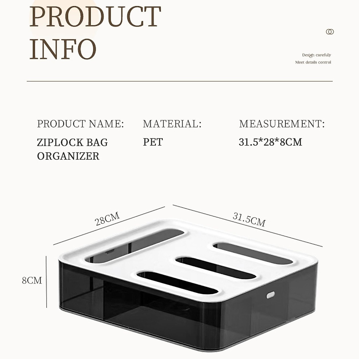 WINSOMELE Kitchen Storage Organizer for Drawer - Premium Kitchen Cabinet Organizers and Storage Solution - Perfect for Plastic and Sandwich Bag Organization