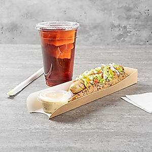 Restaurantware Bio Tek 11.8 x 2 x 1.3 Inch Hot Dog Trays 200 Open-Design Hot Dog Containers - Greaseproof Recyclable Kraft Paper Hot Dog Serving Trays