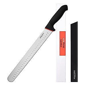 BOLEXINO 12 Inch Carving Slicing Knife, Ultra Sharp Premium Ham Slicer knife, Great for Slicing Roasts, Meats, Fruits and Vegetables (12" carving knife)