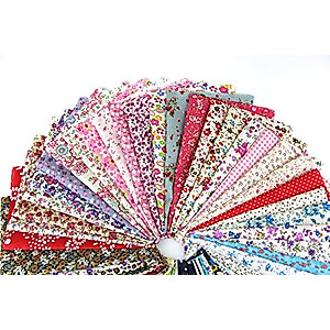 RayLineDo 60 Pcs Fabric Cotton 100% Printed Boundle Patchwork Squares of 2025cm