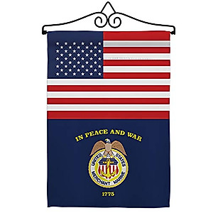 US Merchant Marine Garden Flag - Set Wall Hanger Armed Forces Corps USMC Semper Fi United State American Military Veteran Retire Official - House Banner Small Yard Gift Double-Sided 13 X 18.5